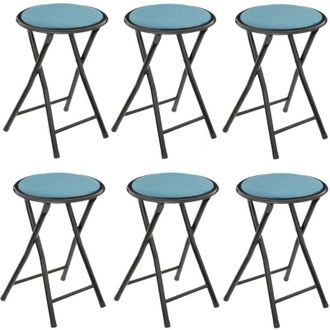 Toilinux Toilinux - Lot de 6 Tabourets pliants avec effet velours
