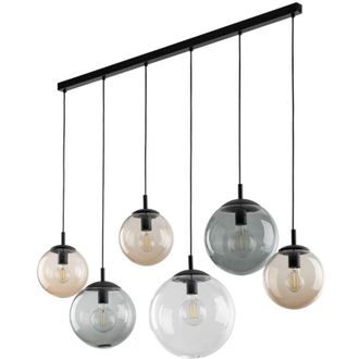 Licht-Erlebnisse Licht-erlebnisse - Lampe &agrave; suspension m&eacute;tal verre fum&eacute; E27 h: max. 150 cm abat-jour boule marron graphite noir moderne