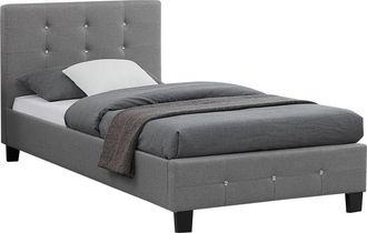IDIMEX Lit simple tico, 90 x 190 cm, capitonné avec sommier, revêtement en tissu gris