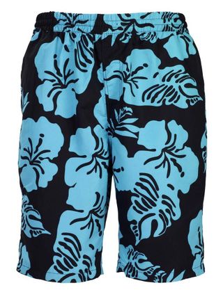 Bugatti Moderne Herren Badeshort mit Blumenmuster in schwarz/Jade, Größe XXXL