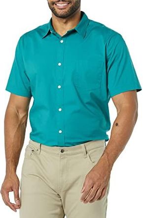 Amazon Essentials Chemise en Popeline à Manches Courtes Coupe Ajustée Homme, Bleu Sarcelle, XXL