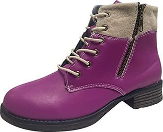 Generic Bottines de cowboy vintage avec fermeture &eacute;clair et bout carr&eacute; pour femme, violet, 39 EU