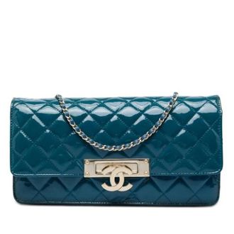 Chanel Pre-owned Vintage Quilted Patent Leather Crossbody Bag - - Pre-owned - Damen - Blau - ONE SIZE