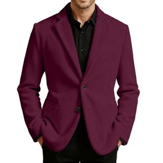 Generic Veste de costume en velours c&ocirc;tel&eacute; pour homme - Coupe ajust&eacute;e - &Eacute;l&eacute;gante veste de loisirs - Pour carnaval, f&ecirc;te, mariage - Vintage - Deux boutons, 015