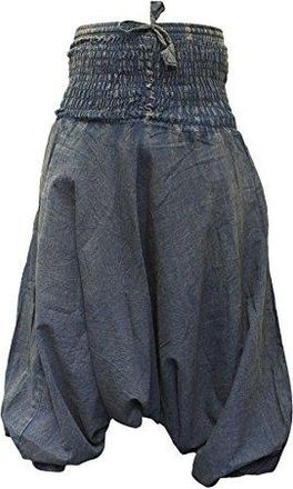 Shopoholic Fashion Sarouel Hippie D&eacute;lav&eacute; pour Femme, (Taille Unique, Bleu)