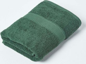 Homescapes dunkelgrünes Handtuch aus 100% türkischer Baumwolle mit 500g/qm, Flauschiges Gästehandtuch 40 x 60 cm, grün/tannengrün