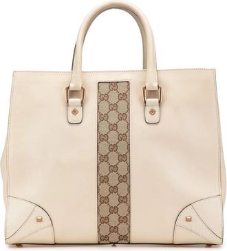 Gucci Shopper - Calfskin and GG Canvas Nailhead Tote - Gr. unisize - in Weiß - für Damen