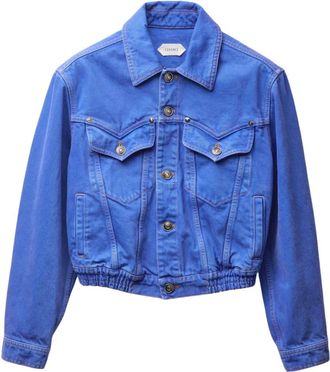 Versace Femme, Vestes, Bleu, Taille: 36 FR Blouson Slim en Denim