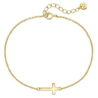 Glanzst&uuml;cke M&uuml;nchen Armband - Sterling Silber Armband Kreuz - Gr. ONESIZE - in Gold - f&uuml;r Damen