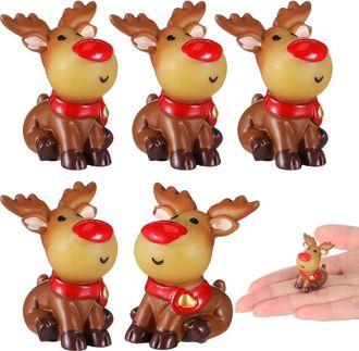 Hemoton 5 St&uuml;ck Miniatur Fee Garten Figuren Weihnachten Rentier Elch Miniatur Ornamente Statue Kleine Feen Figuren Kuchen Dekoration Sukkulente Bonsai Ornamen