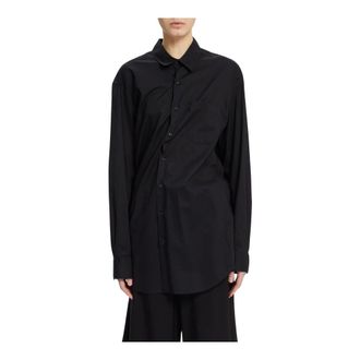 Ann Demeulemeester Langes Hochkomfort-Shirt in Schwarz - - Blouses & Shirts - Damen - Schwarzk - XS