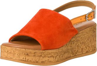 Tamaris Damen Plateau Sandalen Leder Keilabsatz Sommer; ORANGE/orange; 36 EU