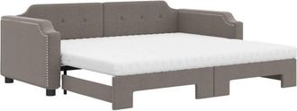 vidaXL Tagesbett Ausziehbar mit Matratzen Taupe 80x200 cm Stoff Vidaxl