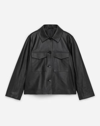 Arket Gef&uuml;tterte Lederjacke -Schwarz