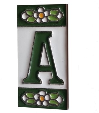 Generic Hausnummern und Buchstaben aus Keramik, gr&uuml;nes Blumenmuster, Fliesengr&ouml;&szlig;e: 7,5 cm x 3,5 cm, 2 bis 10 Fliesenrahmen (7 Fliesenrahmen)