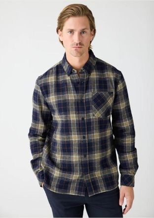 Knowledge Cotton Apparel Herren vegan Hemd Flannel Dune Regular Check Blau