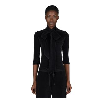 Balenciaga Bluse mit Schal-Rollkragen aus Frottee - - Blouses & Shirts - Damen - Schwarzk - S