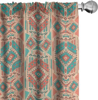 Abakuhaus Mexikaner Vorhänge, Gardinen, Vintage Geometrisches Motiv, Fensterbehandlungen für Wohnzimmer Schlafzimmer Dekor, 2 Stück 75 cm b x 225 cm h, Sea Gree