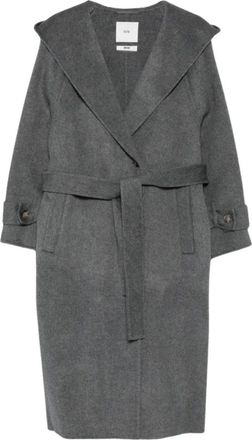 SOLOTRE Manteau &agrave; col ch&acirc;le et ceinture - Femme - Manteaux - Gris - Taille: 34 FR
