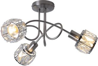 Globo Lighting Spot de plafond chrom&eacute; Spotrondell, plafonnier &agrave; 3 lampes, cristal moderne, cristaux de verre transparent, 3x E14, DxH 38 x 24 cm
