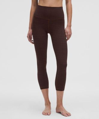 lululemon Align Crop Leggings mit hohem Bund f&uuml;r Frauen - 58 cm - Gr&ouml;&szlig;e 12 in Glow Grid Lava Cake Multi