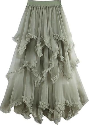 Generic Jupe en tulle longue bouffante pour femme - Costume de carnaval des ann&eacute;es 50 - Jupe en maille avec costume &eacute;lastique - Robe de carnaval - Robe de f&eacute;e
