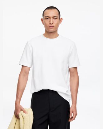 Arket Interlock-T-Shirt Mit Normaler Passform -Wei&szlig;