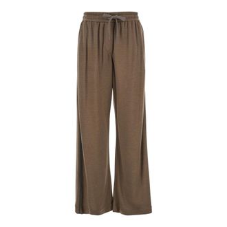 Brunello Cucinelli Femme, Pantalons, Brun, Taille: 42 FR Pantalon Jogger en Coton et Soie Marron