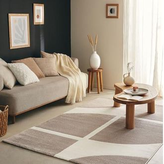 Nazar Rugs Tapis Salon, Tapis Multicolore, Tapis Rectangulaire, Tapis Motif G&eacute;om&eacute;trique, Tapis Doux Chambre, Tapis Cr&egrave;me, Grand Tapis, Chambre et Couloir (561 Be