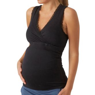 Mama Licious Damen Mlcrossy Long Lace Top 2f A., Schwarz, L-XL