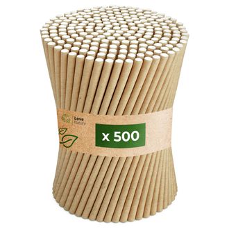 Love Nature Strohhalme Papier - Papierstrohhalme 500 St&uuml;ck - Trinkhalme Recycling Kraft - Paper Straws - Strohhalm Einweg
