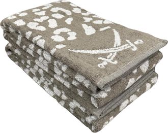 Sansibar Duschtuch-Set Leo (2-teilig) - 100% Baumwolle, 550 g/m&sup2; Zwirnfrottier, edles Leo-Muster S&auml;beln, extra gro&szlig; & weich - 90&times;160 cm (Taupe/Sand)