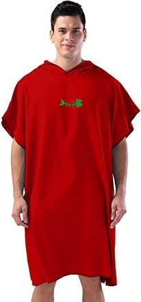 Generic Poncho de plage avec capuche pour le surf, la natation, le bain, les adultes, les hommes, les femmes, pas en tissu, le gar&ccedil;on dans le pyjama ray&eacute;, Rou