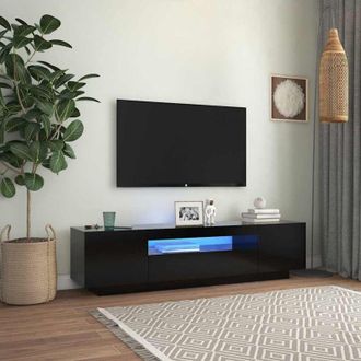 vidaXL Meuble tv avec lumi&egrave;res led noir 160x35x40 cm