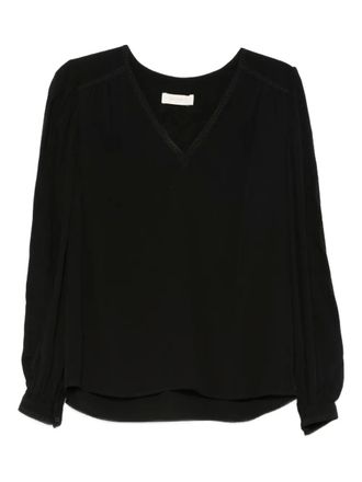 Twin-Set Top mit V-Ausschnitt - Schwarz