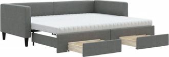 vidaXL Tagesbett Ausziehbar mit Schubladen Dunkelgrau 90x200 cm Stoff Vidaxl