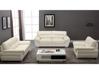 Vente-Unique Couchgarnitur Leder 3+2+1 - Elfenbein - Thibault