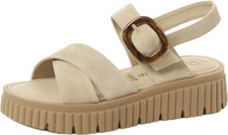Marco Tozzi Damen Sandalen flach mit Klettverschluss Bequem, Beige (Dune), 39 EU