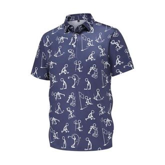 Generic Polo homme d&eacute;contract&eacute; &agrave; manches courtes respirant confortable T-shirt d&eacute;t&eacute; &eacute;l&eacute;gant haut imprim&eacute; pour le quotidien, Marine, XXL