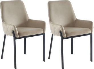 Pascal Morabito Pascal Morabito - Lot de 2 chaises avec accoudoirs en velours et métal - Beige - carolona de