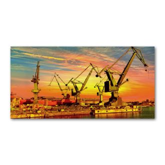 Tulup Leinwandbild - Wandkunst - Drucke auf Leinwand - Leinwanddruck -140x70 cm - Sehensw&uuml;rdigkeiten & Architektur - Orange - Werft in Danzig