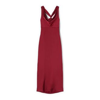 Motivi Langes Satin-Abendkleid mit Drapierung - - Dresses - Damen - Rot - XL