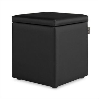 Happers Pouf Cube Rangement Similicuir Noir 1 UNIT&Eacute; Noir