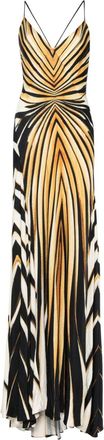 Roberto Cavalli Maxikleid mit Ray of Gold-Print - Schwarz