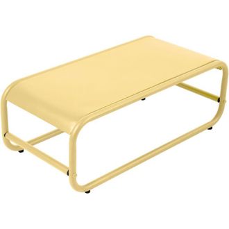 Oviala Table basse de jardin en m&eacute;tal 85x40x30 cm jaune clair - Mixi
