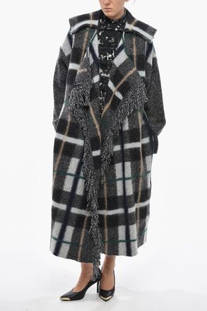 Stella McCartney Wollmischmantel Mit Karomuster Und Fransen Stella McCartney