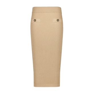 Balmain Femme, Jupes, Beige, Taille: 40 FR Jupe Midi en Tricot C&ocirc;tel&eacute;