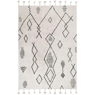 Beliani Teppich KEBIR Cremeweiß 160 x 230 cm Baumwolle