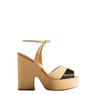 Francesco Russo Plateau-Ledersandalen - - Shoes - Damen - Beige - 35 EU