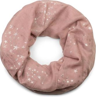 styleBREAKER &Eacute;charpe Loop pour femmes avec motif imprim&eacute; &eacute;toiles m&eacute;talliques scintillantes, &eacute;charpe tubulaire l&eacute;g&egrave;re unie, foulard 01016118, couleur:Vieux rose